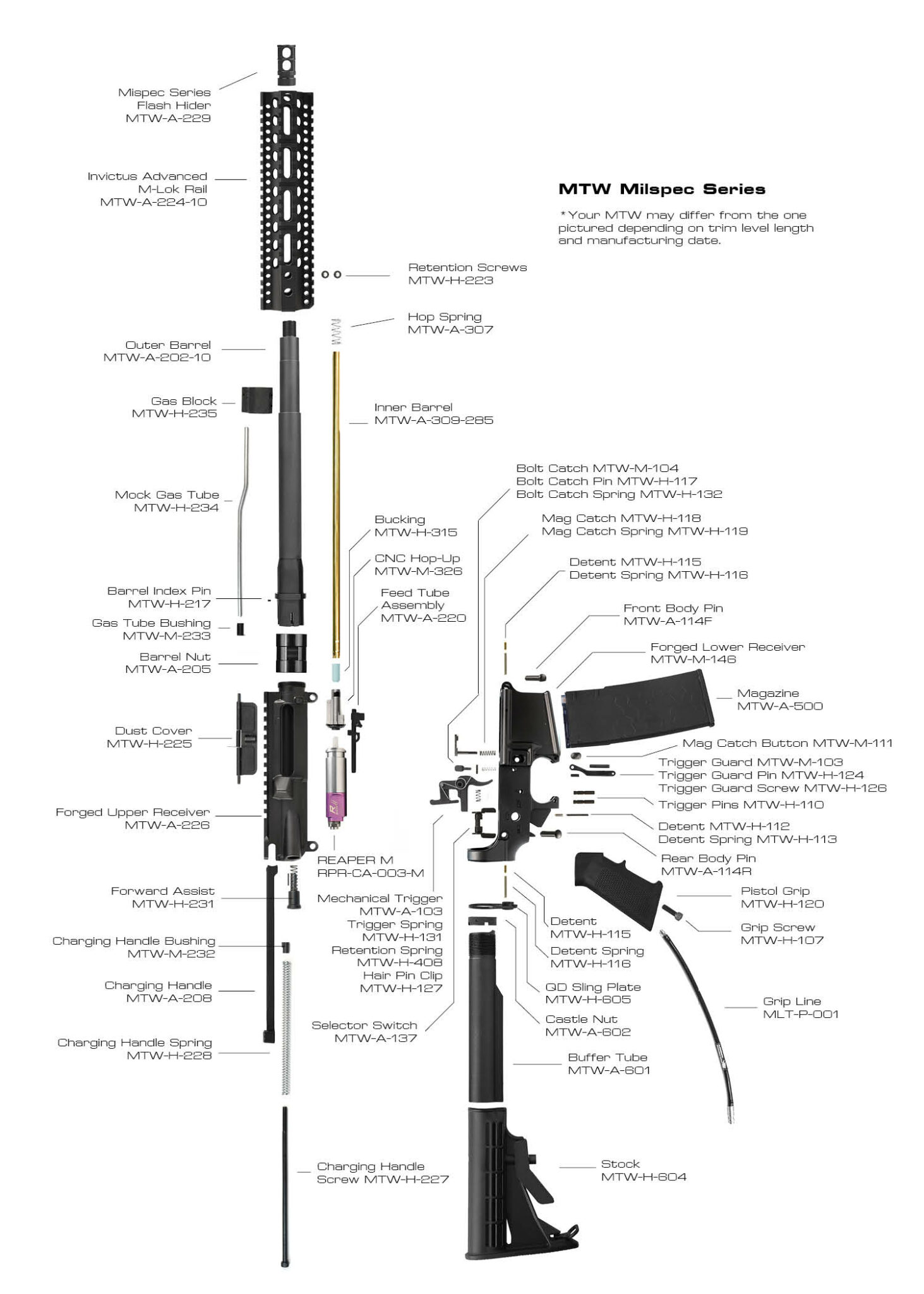 MTW Parts/Accessories Exploded View – Wolverine Airsoft